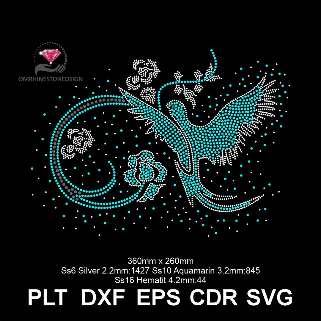 Flying Bird Rhinestone Template | Svg Dxf Eps Cdr Plt | Elegant Bling ...