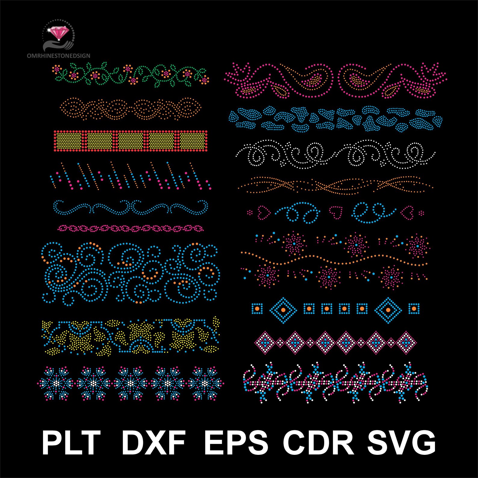 BORDER MEGA PACK Rhinestone Template | Svg Dxf Eps Cdr Plt | Design for ...