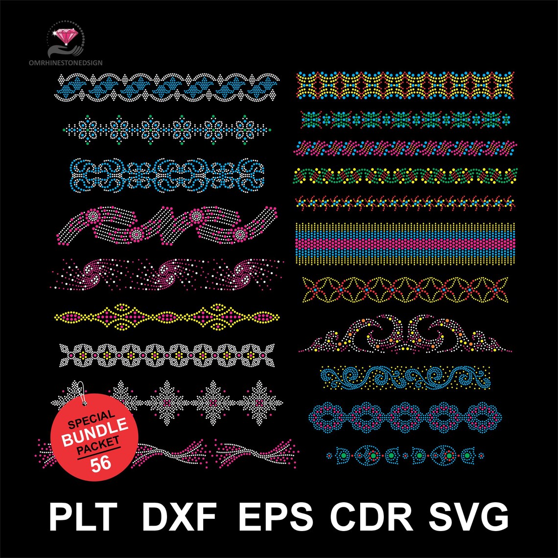 BORDER MEGA PACK Rhinestone Template | Svg Dxf Eps Cdr Plt | Design for ...