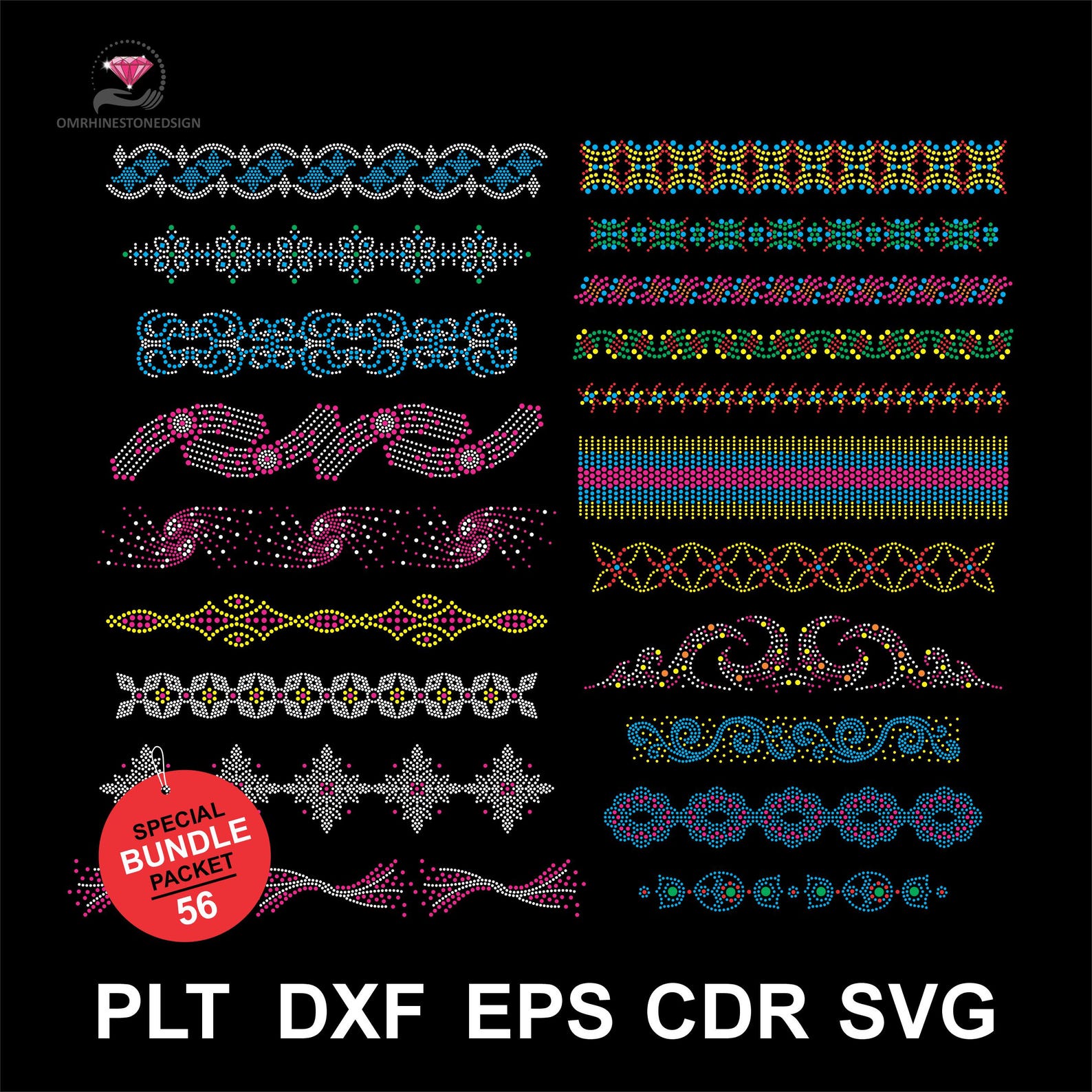 BORDER MEGA PACK Rhinestone Template | Svg Dxf Eps Cdr Plt | Design for ...