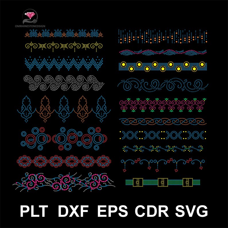 BORDER MEGA PACK Rhinestone Template | Svg Dxf Eps Cdr Plt | Design for ...