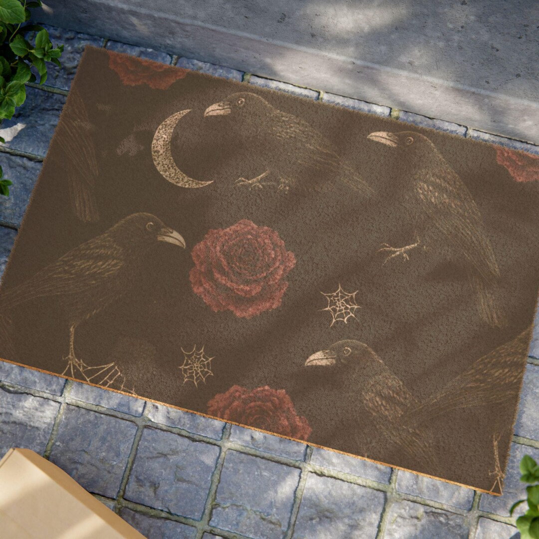 Gothic Raven & Rose Doormat: Halloween Home Decor - Etsy
