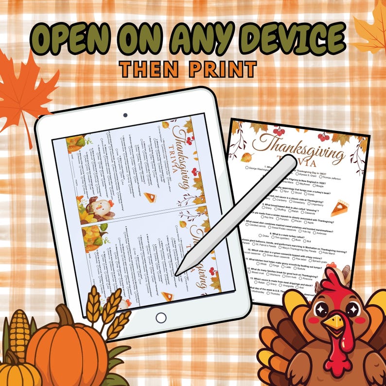 Thanksgiving Trivia Game, Printable Fall Family Activity (digital ...