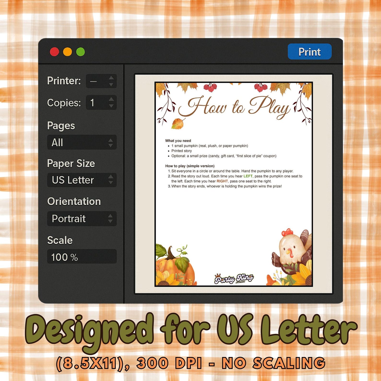Left Right Fall Games Printable Pass the Prize | Party for Family ...
