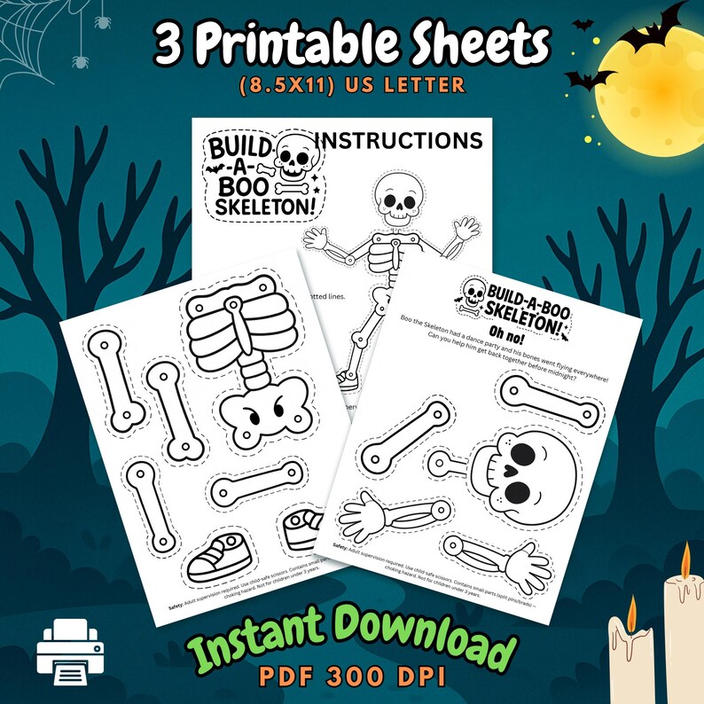 Build a Skeleton Halloween Party Game Activity for Kids – Printable ...