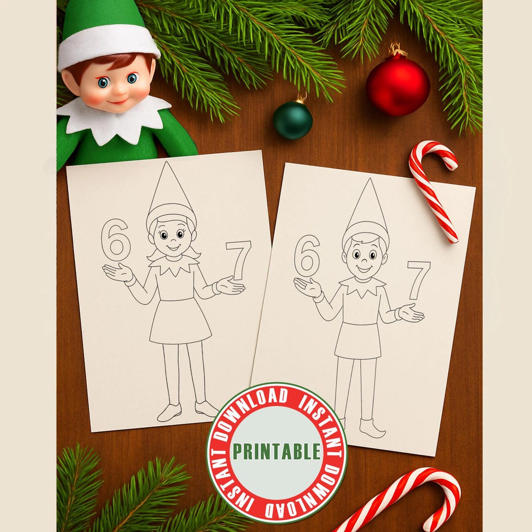 Elf Coloring Pages - 6-7 Meme Christmas Activity (digital Download) - Etsy