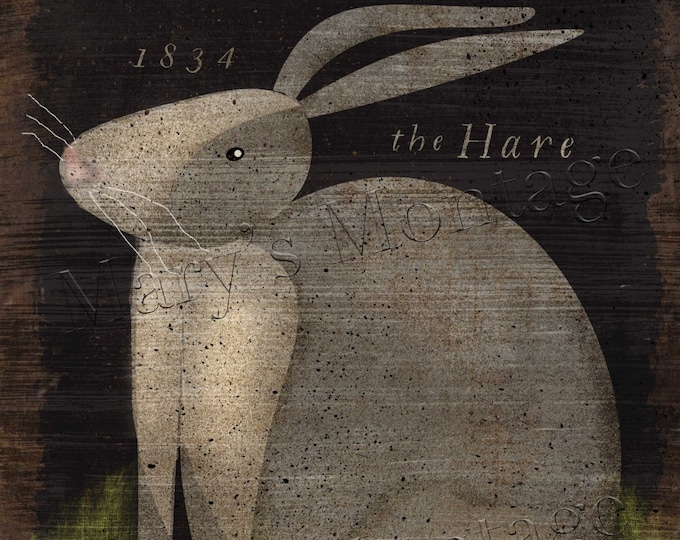 The Hare, Folkart, 8x10, Printable Download - Etsy