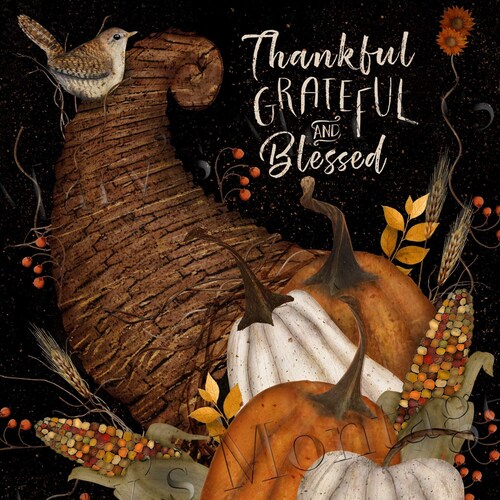 Thankful Grateful Blessed Cornucopia 8x10 Printable - Etsy