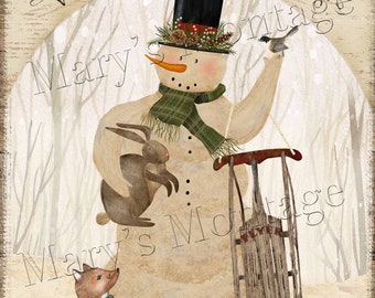 Winter Friends Snowman 8x10 Printable Download - Etsy
