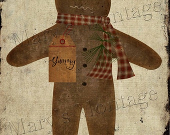 Gingerbread man art | Etsy