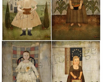 Primitive Girls Collage Sheet Download You Print - Etsy