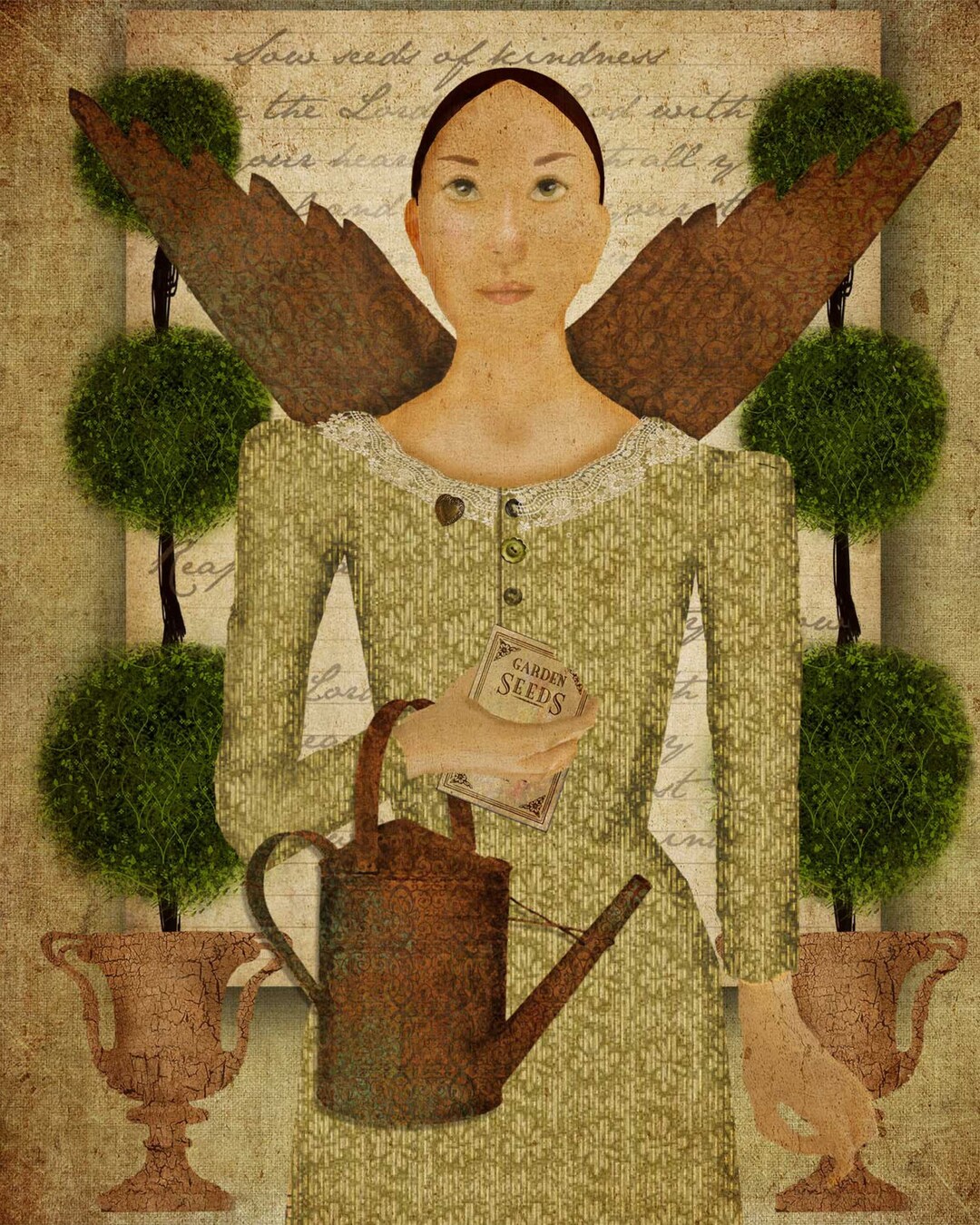 Primitive Garden Angel, Download & Print, 8.5 X 11 - Etsy