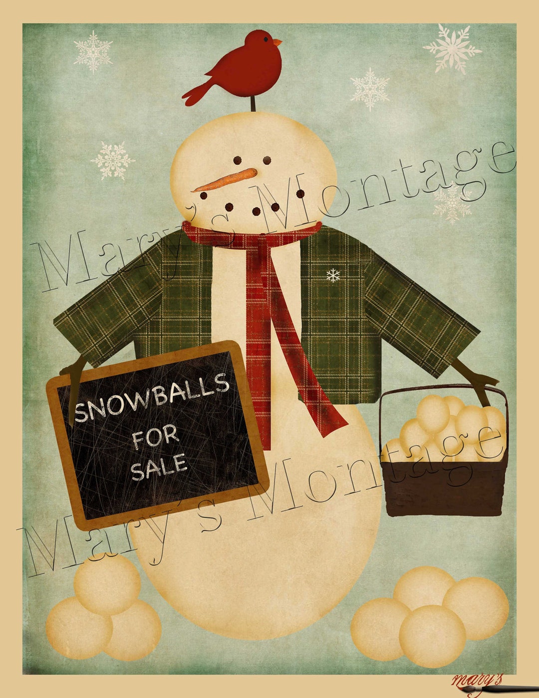 Snowman Original Digital Art 8 5x11 Download & Print - Etsy