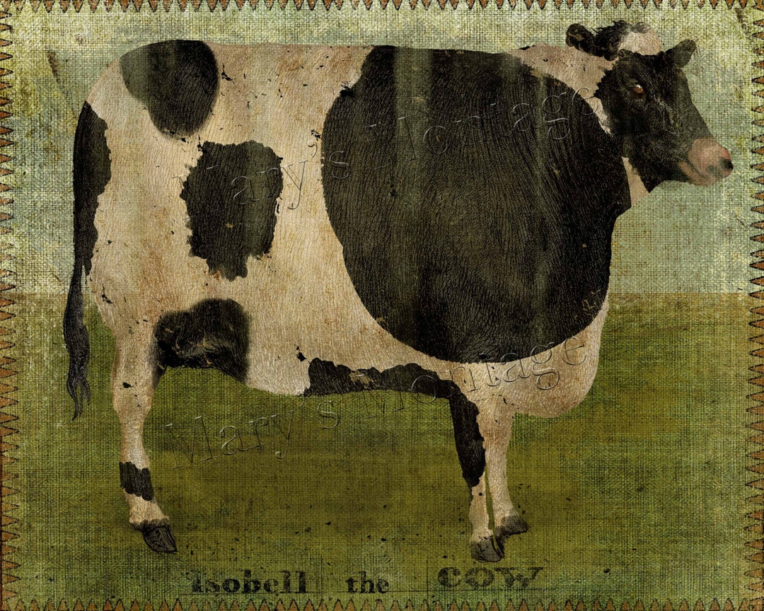 Isobell the Cow, 8x10 Printable, Download, Primitive Folk Art - Etsy