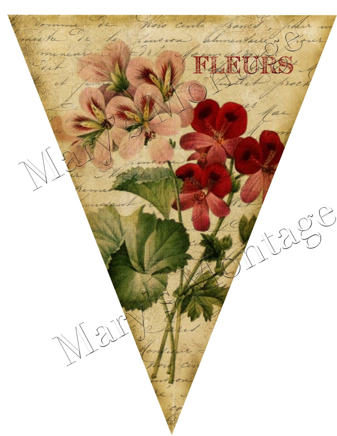 Botanical Vintage Flower Bunting Large Instant Download | Etsy