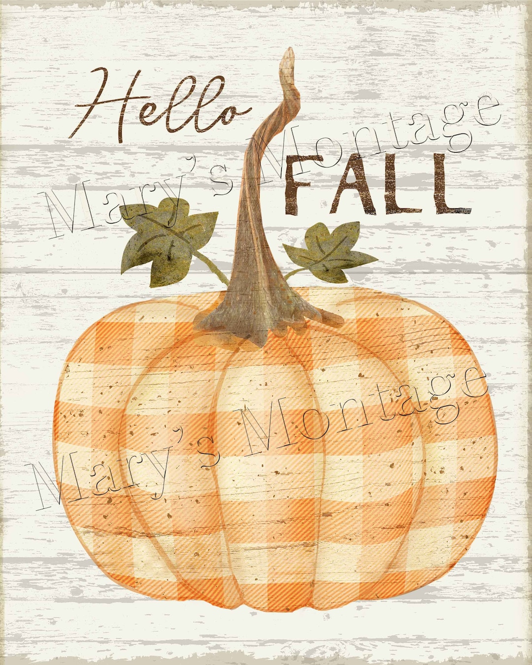 Hello Fall, Plaid Pumpkin, 8x10 Printable Download and PNG - Etsy