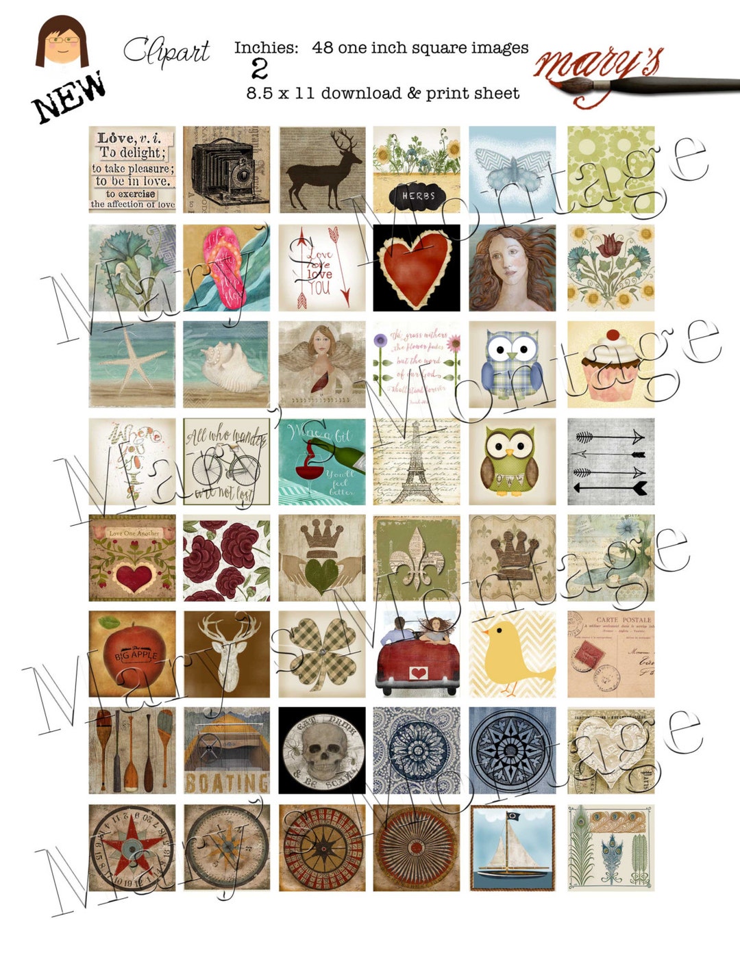 Inchies NEW Clipart 48 One In. Sq. Images Clipart Download & Print ...