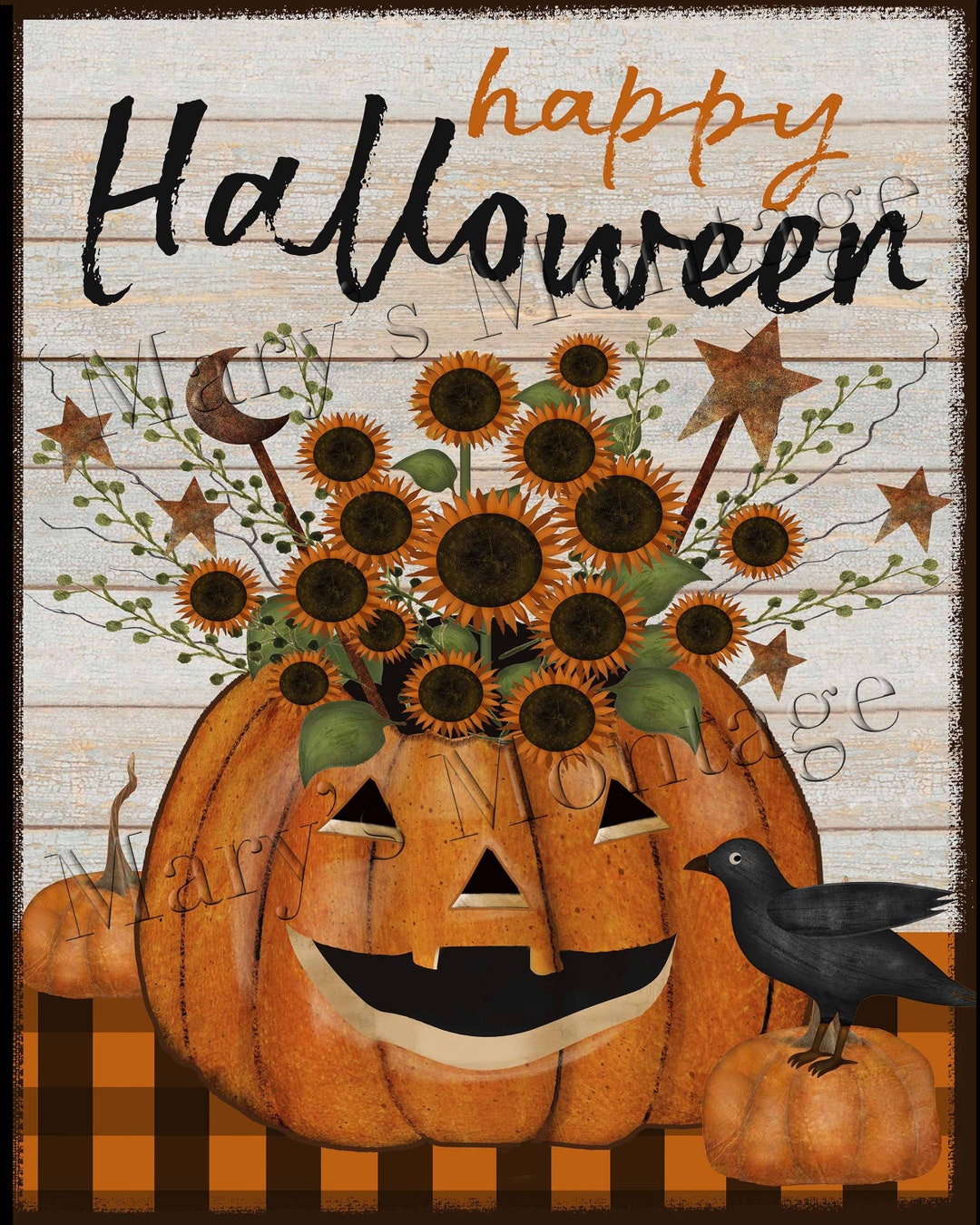 Happy Halloween Jack O Lantern With Flowers, 8x10 Printable Download - Etsy