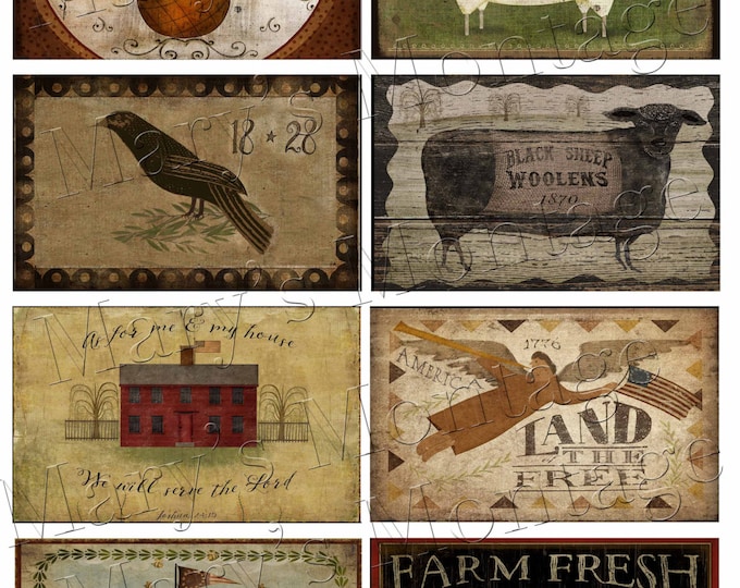 Primitive Labels 2, Download & Print , Sheet of 8 - Etsy