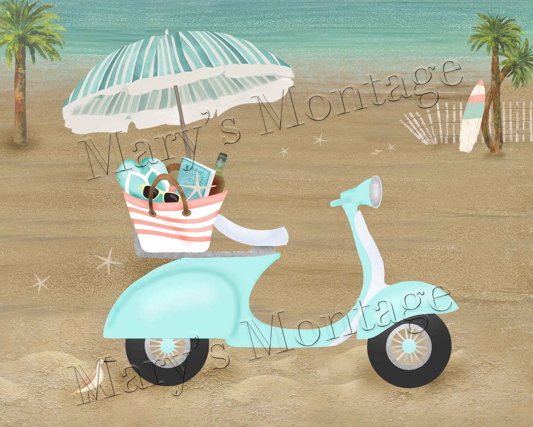 Beach Scooter, 10x8 Printable Download - Etsy