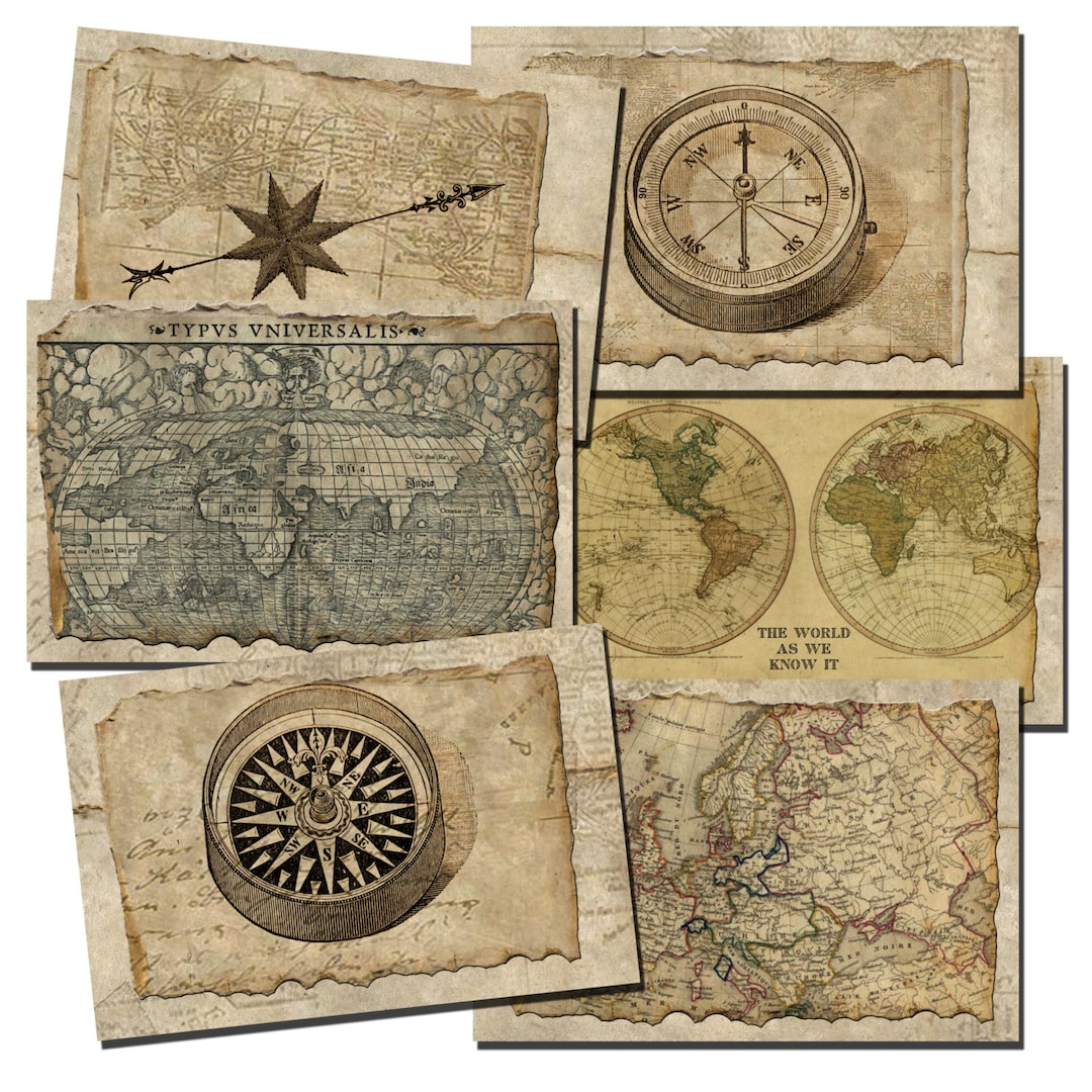 Antique Map, Digital Collage, Download, Print - Etsy