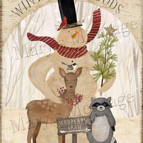 Winter Friends Snowman 8x10 Printable Download - Etsy