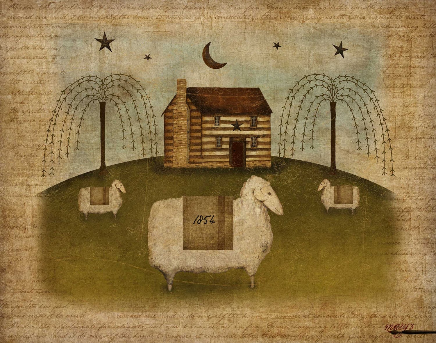 Primitive Snowman And Sheep