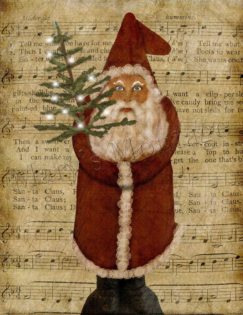 Old Tyme Folkart Santa 8.5x11 Download & Print Extra Bonus - Etsy