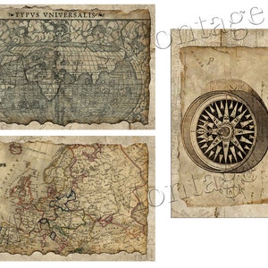 Antique Map, Digital Collage, Download, Print - Etsy