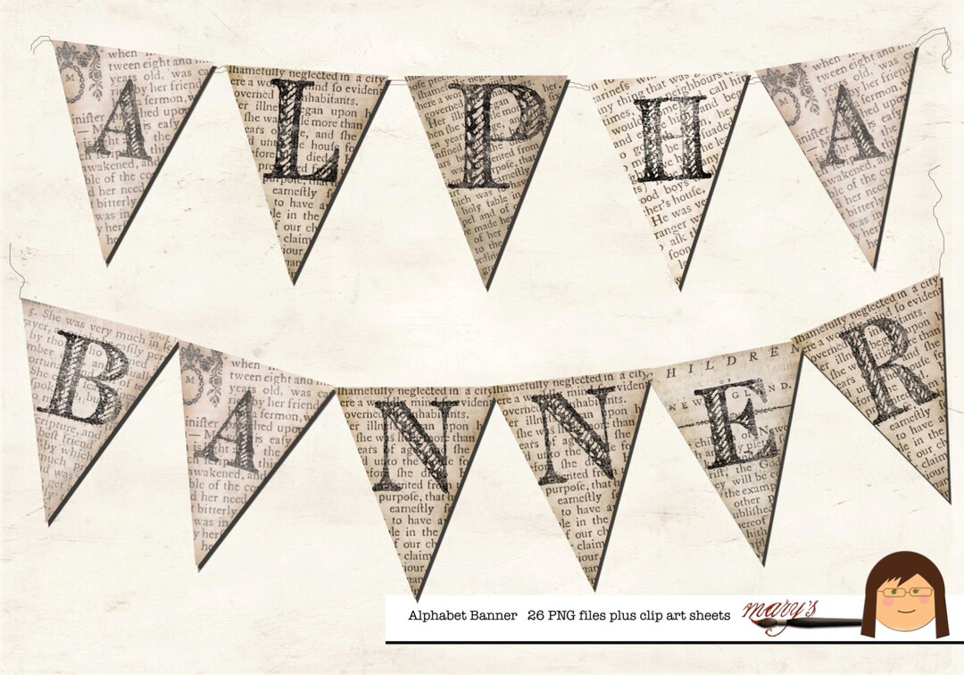Alphabet Banner, Download, Clipart Sheets, Png's - Etsy