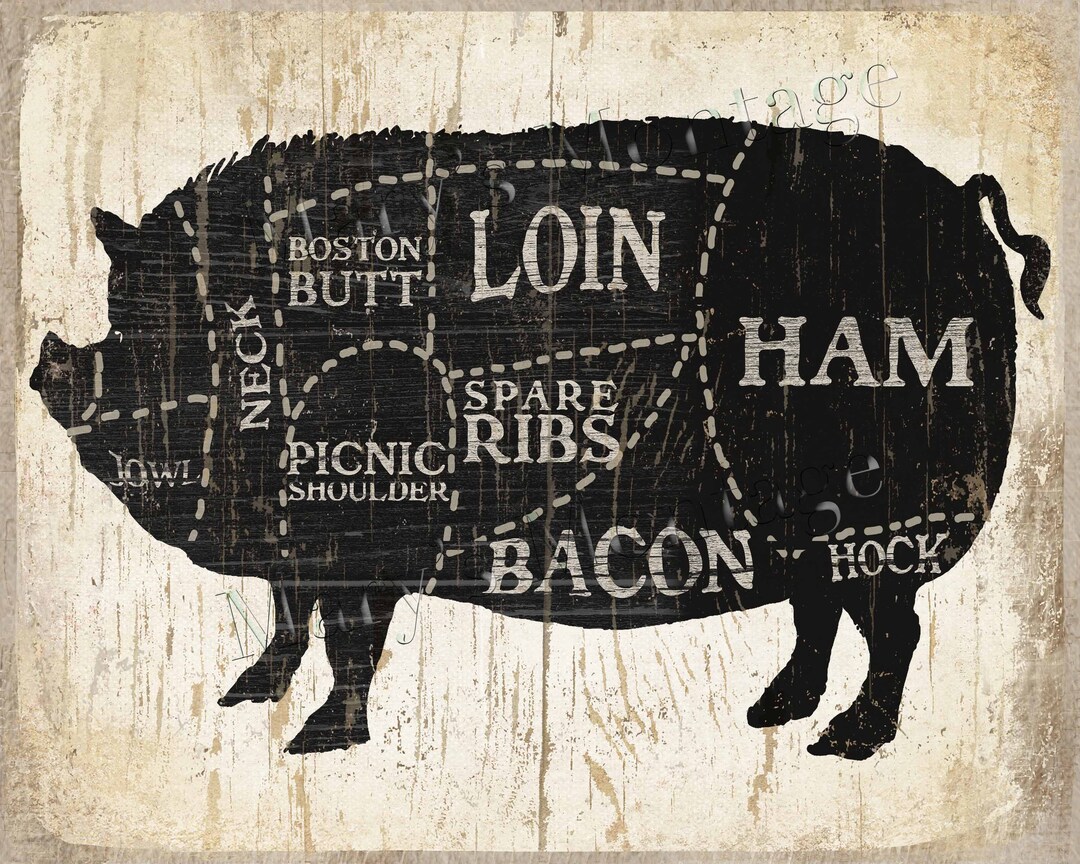 Pork Chart, Farmhouse Style, 8 X10 Digital Printable Download Plus 2 ...