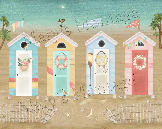 Beach Huts 8x10 Printable Download | Etsy