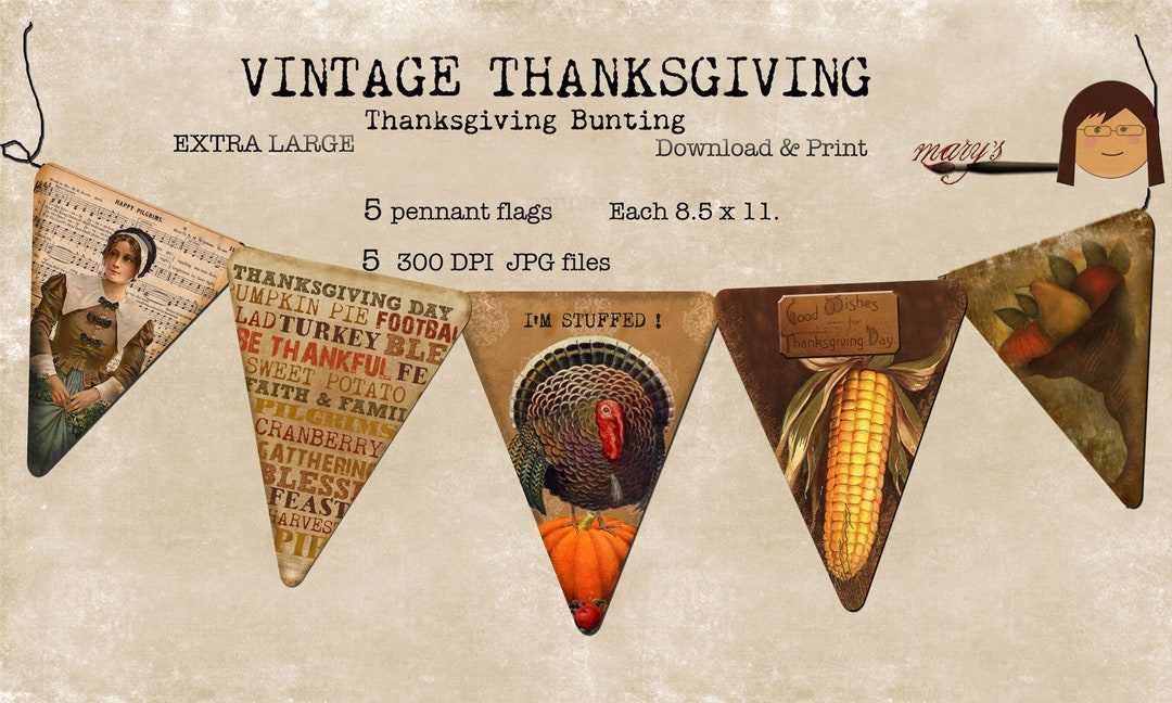 Thanksgiving Bunting, Pennant Flags, Download Print, Large - Etsy