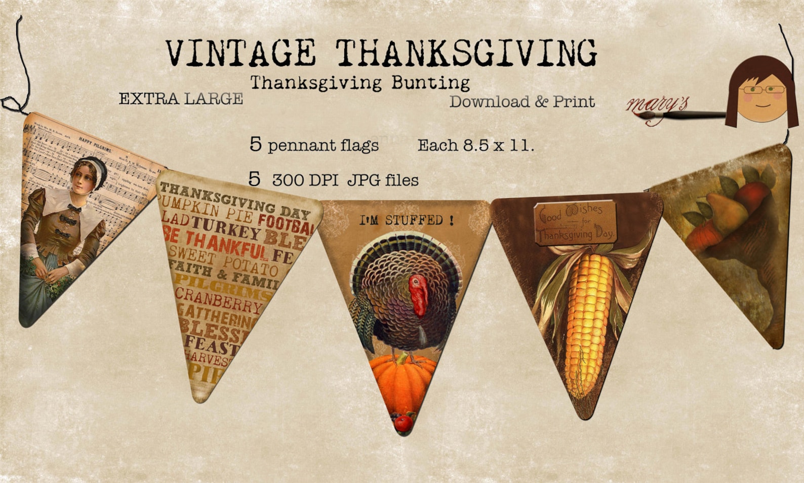 Thanksgiving Bunting Pennant Flags Download Print Large - Etsy