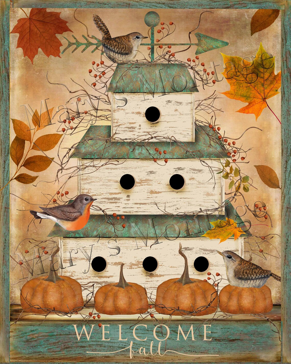 Welcome Fall Birdhouse 8x10 Printable Download - Etsy