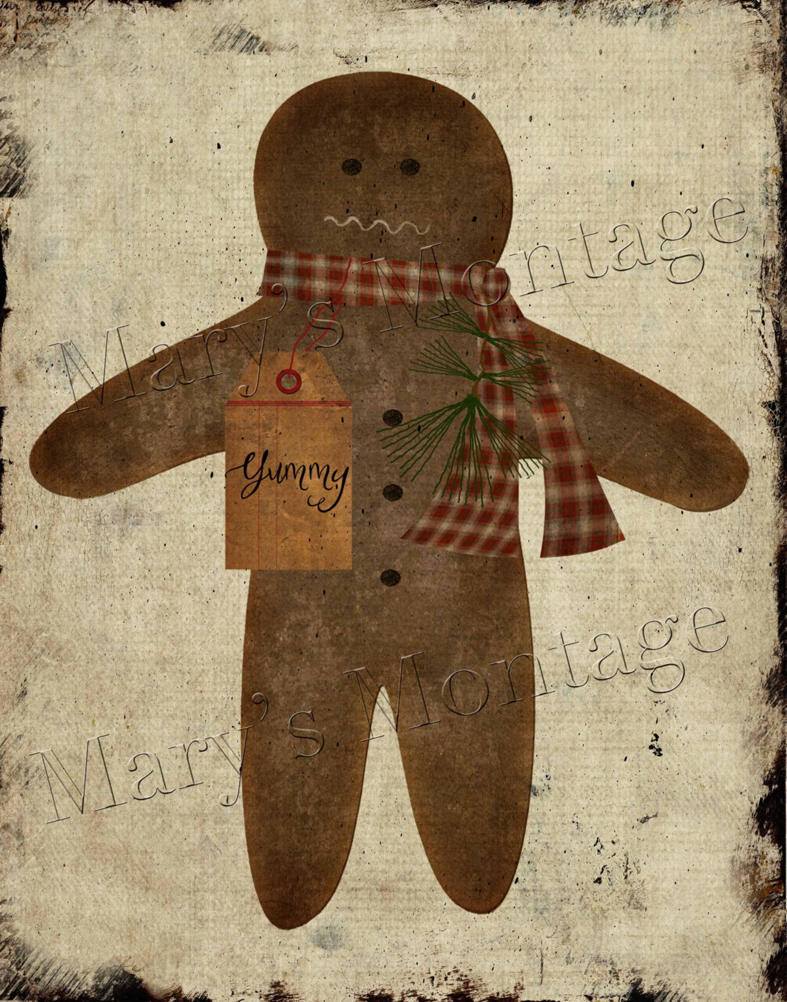Olde Gingerbread Man Printable Digital Art Download 8x10 - Etsy