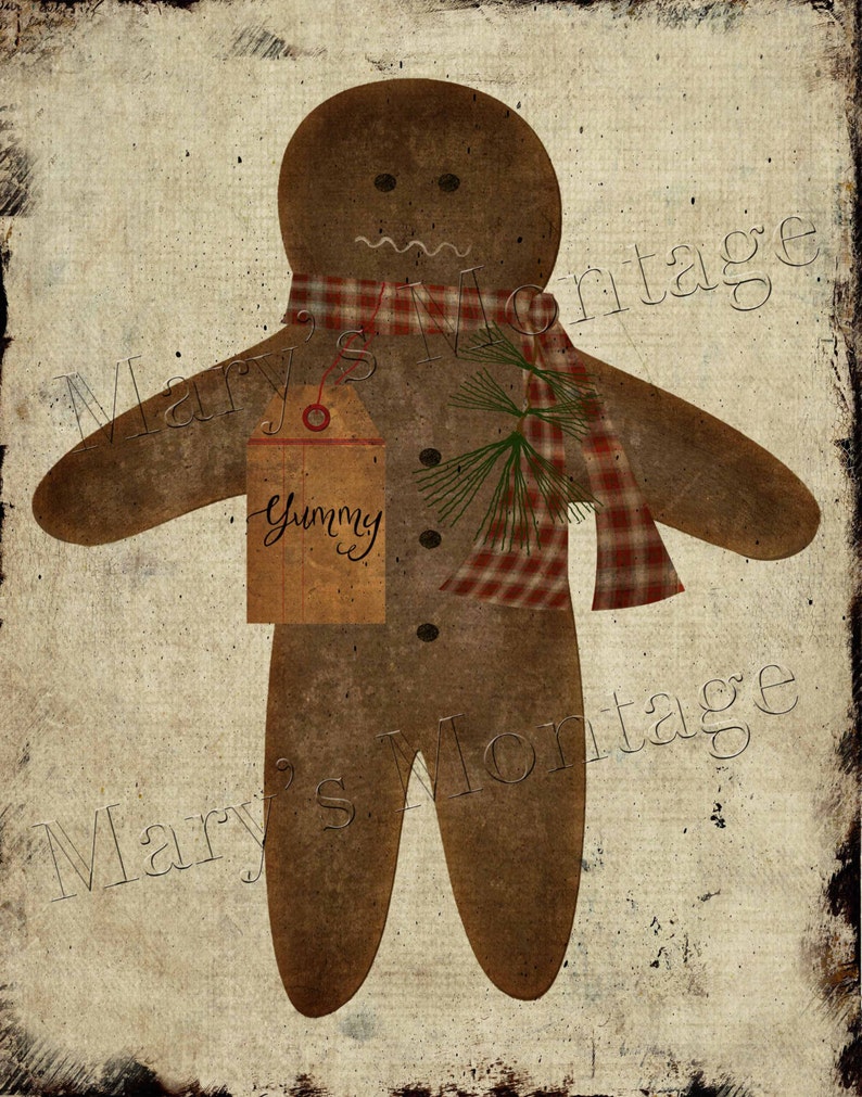Olde Gingerbread Man, Printable Digital Art, Download, 8x10 - Etsy