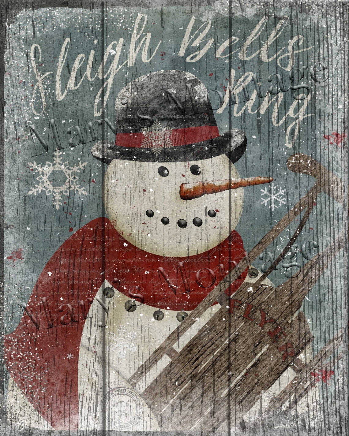 Snowman Sleigh Bells Ring 8x10 Printable Download - Etsy