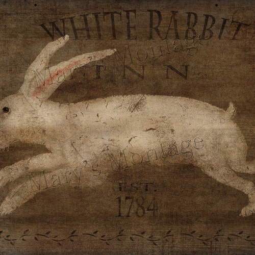 White Rabbit Inn You Print Art Grungy Primitive 8x10 - Etsy