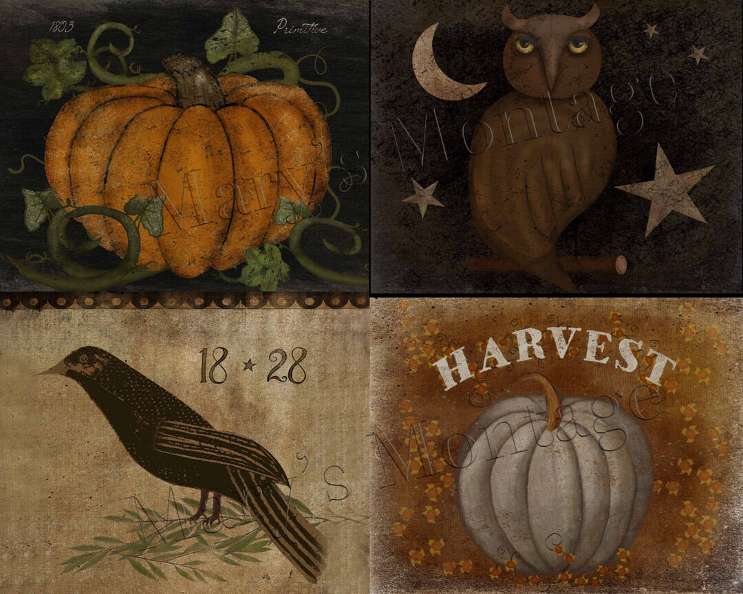 Prim Fall Mini Art Sheet, Printable Download 8x10 - Etsy