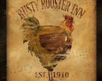 White Rabbit Inn You Print Art Grungy Primitive 8x10 - Etsy