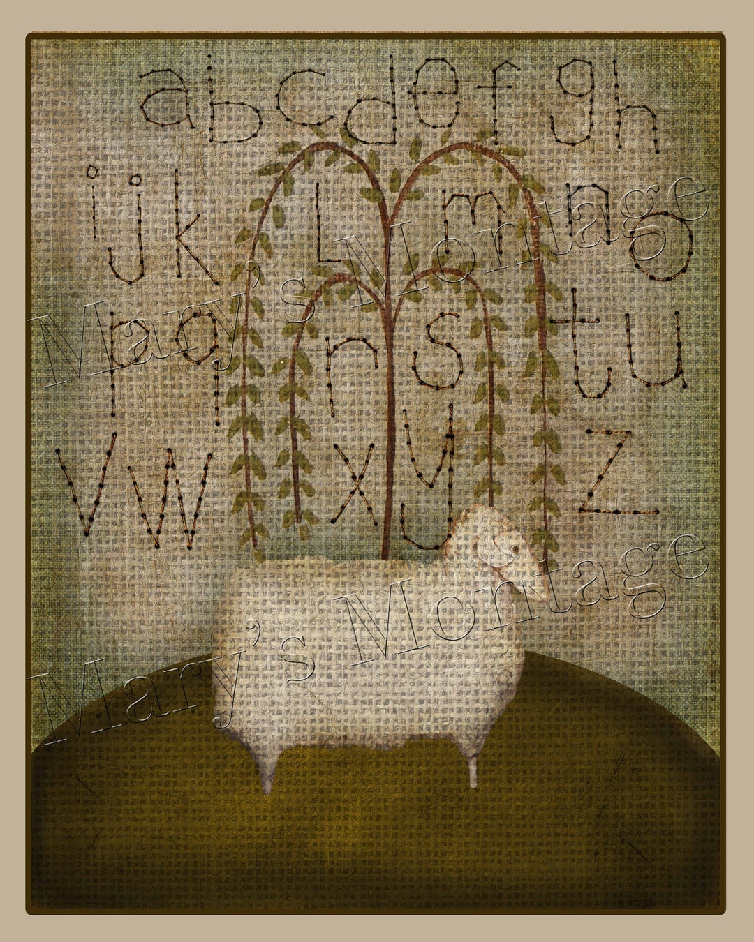 Primitive Sheep Sampler Digital Art Download 11x14 You Print. - Etsy