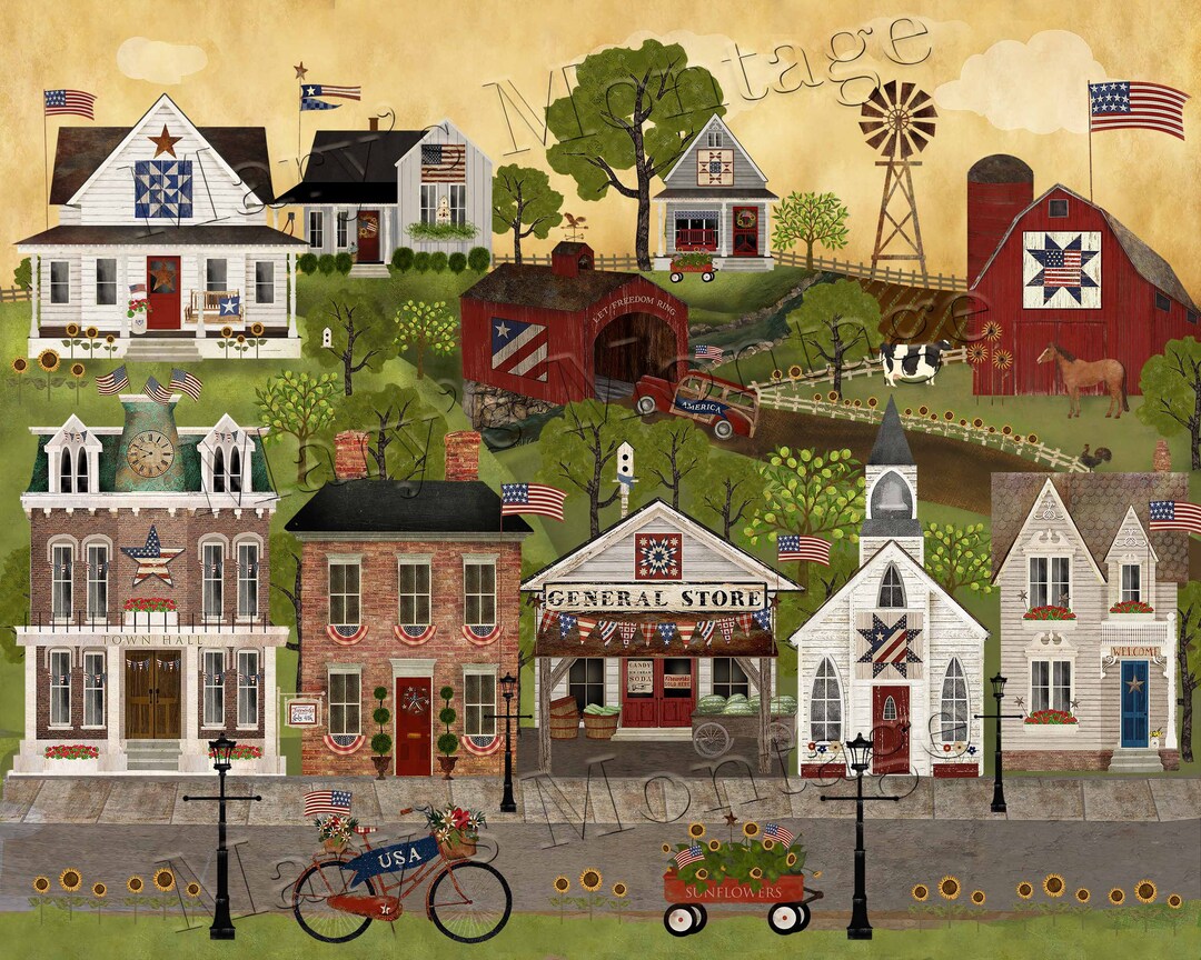 Americana Small Town, 3 Sizes 16x20, 11x14 & 8x10 Printable Download - Etsy