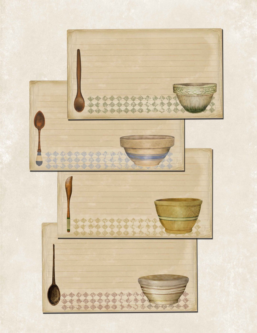 Recipe Cards, Download, Print, Primitive, Farmhouse, - Etsy