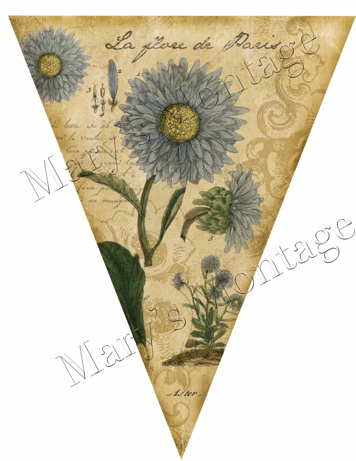 Botanical Vintage Flower Bunting Large Instant Download | Etsy