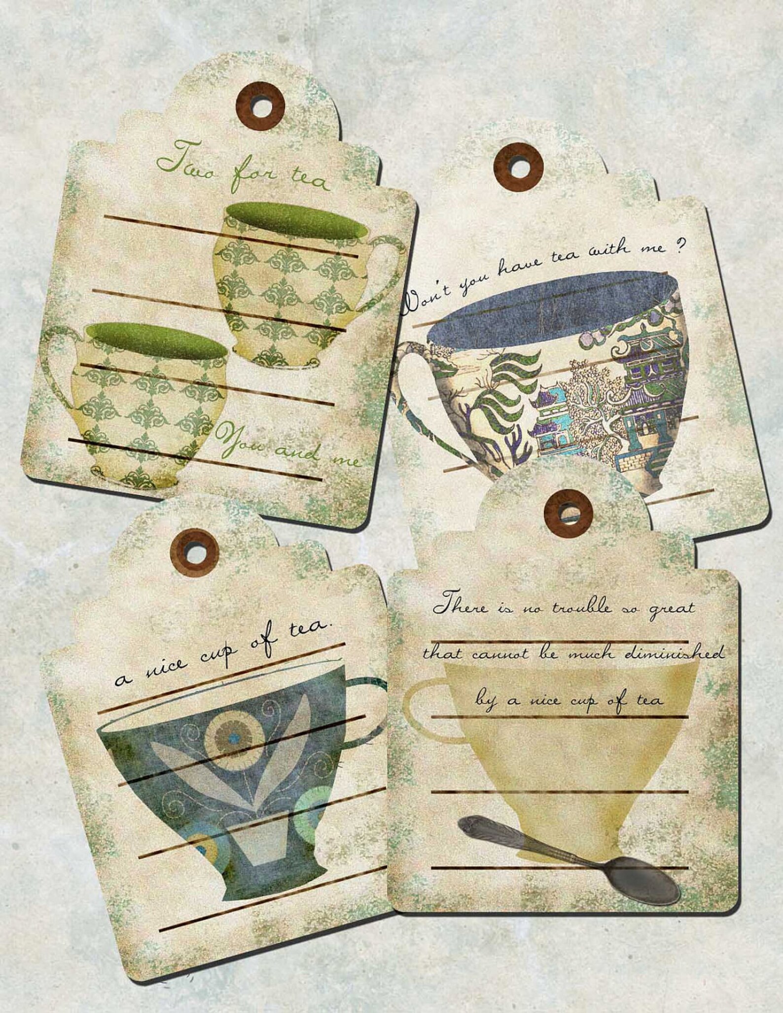 Tea Tags Download High Res. Collage Sheet - Etsy