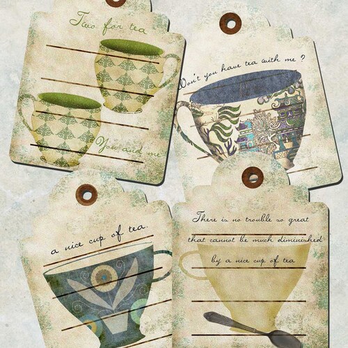 Tea Tags Download High Res. Collage Sheet - Etsy