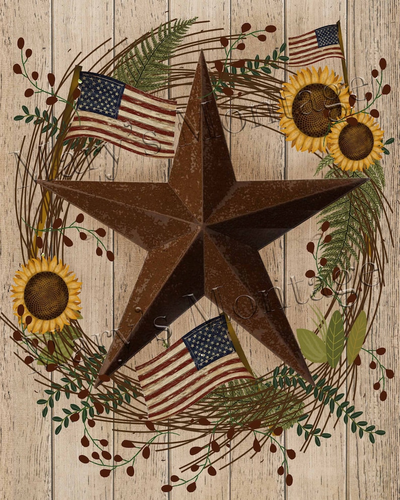 Barn Star 8x 10 Printable Download Primitive Decor - Etsy