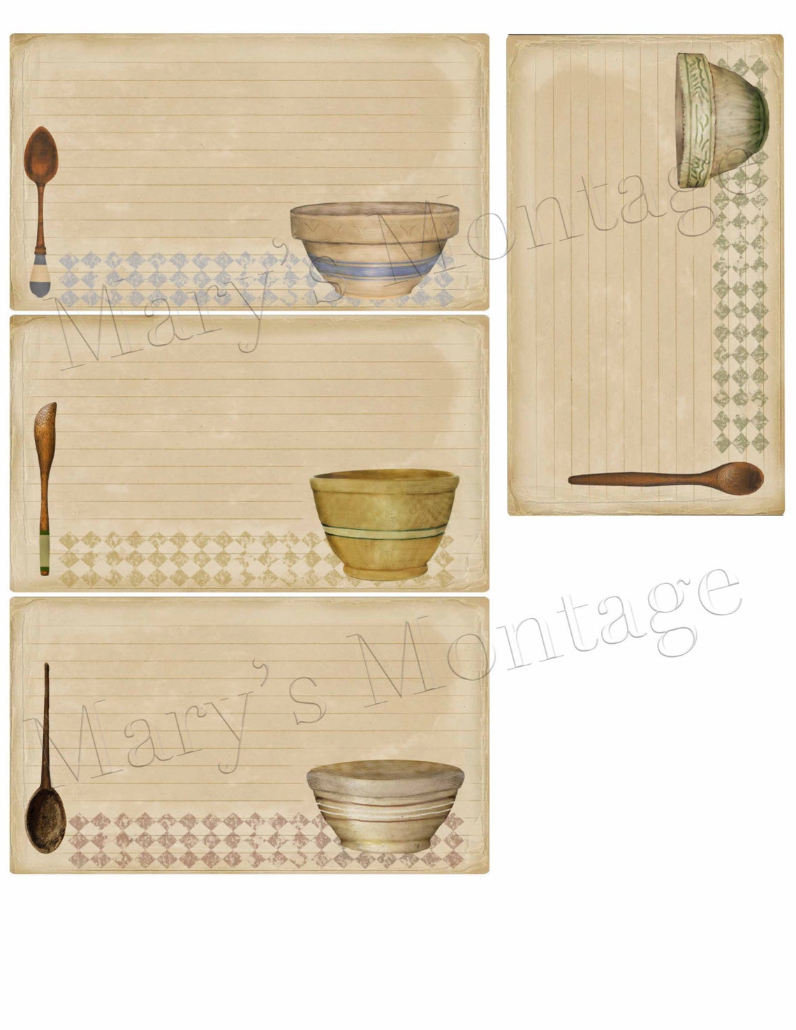 Recipe Cards Download Print Primitive Farmhouse - Etsy