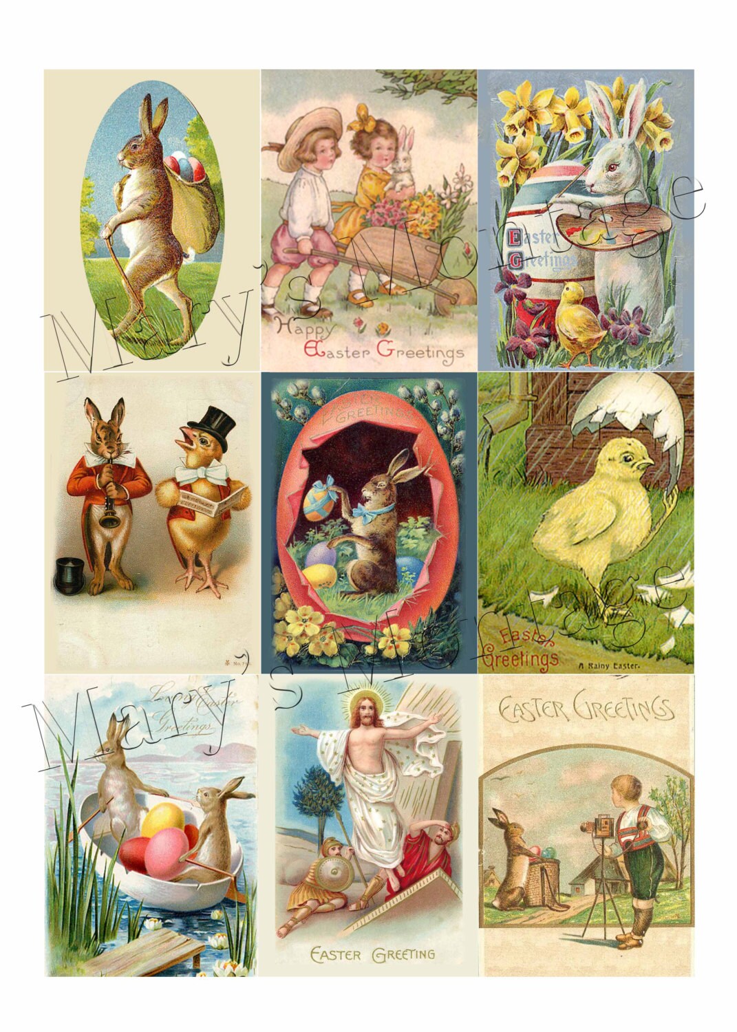 Vintage Easter Images,collage Sheets, Set of 3 Sheets, 26 Images - Etsy